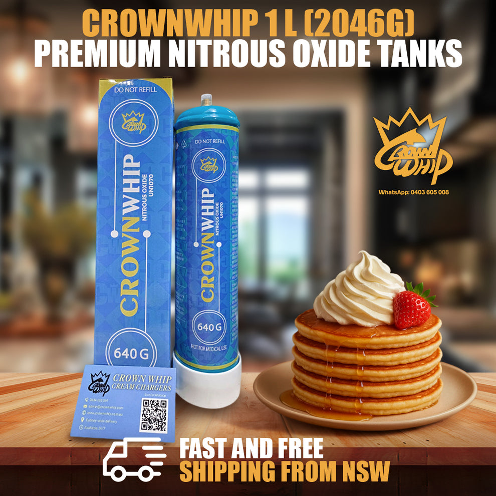 CrownWhip 1L (640g) Premium Nitrous Oxide Tanks – Crown Whip Cream Chargers